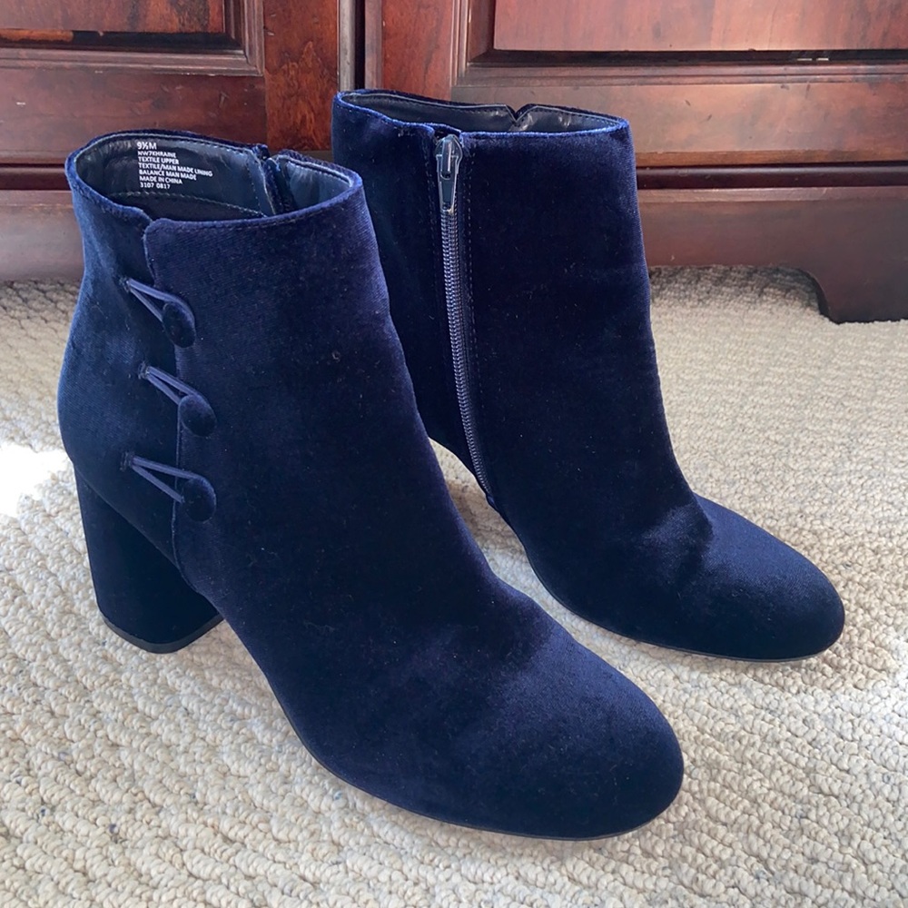 Nine West Navy Blue Velvet Bootie - Gem